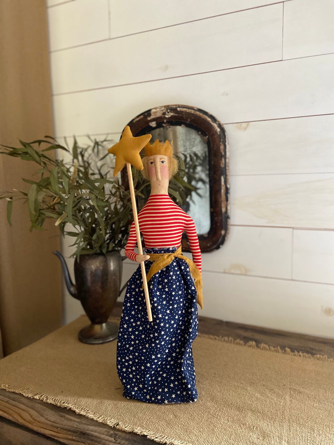 Primitive Lady Liberty Patriotic Decor, Handmade Americana Folk Art ...