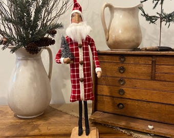 Primitive Santa Christmas Decor, Handmade Folk Art - Etsy