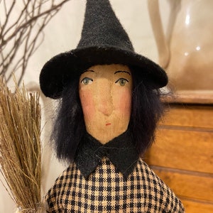 Primitive Witch Halloween Decor, Handmade Folk Art - Etsy