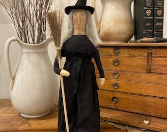 Primitive Witch Halloween Decor, Handmade Folk Art - Etsy