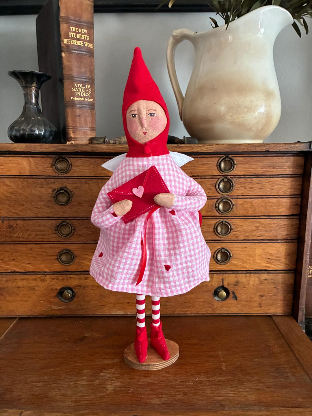 Folk Art Pixie Valentine’s Day Decor, Handmade Primitive Cupid - Etsy