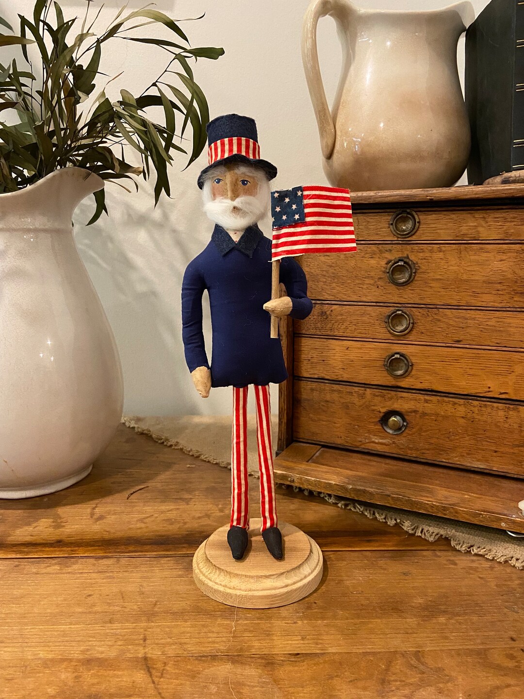 Primitive Uncle Sam Patriotic Decor, Handmade Americana Folk Art - Etsy