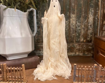Primitive Ghost Rustic Halloween Decor, Handmade Folk Art - Etsy