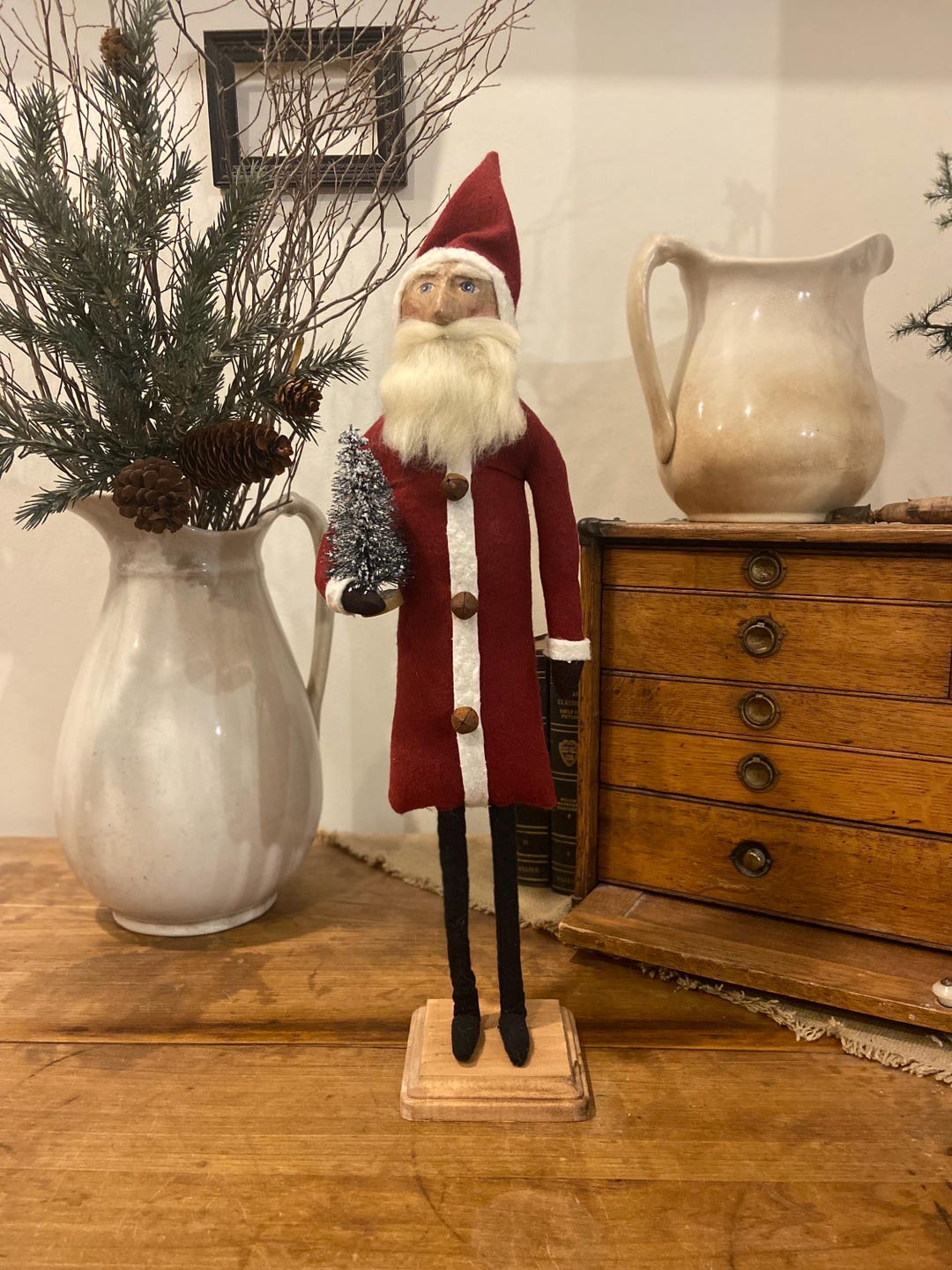 Handmade Folk Art Santa Primitive Christmas Decor - Etsy