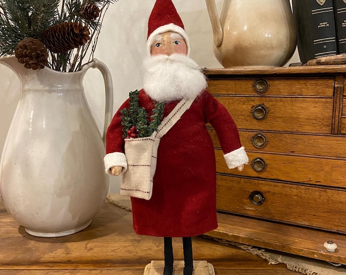 Folk Art Santa Handmade Primitive Holiday Decor - Etsy