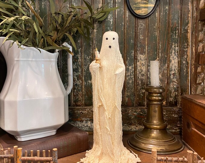 Primitive Ghost Rustic Halloween Decor, Handmade Folk Art - Etsy