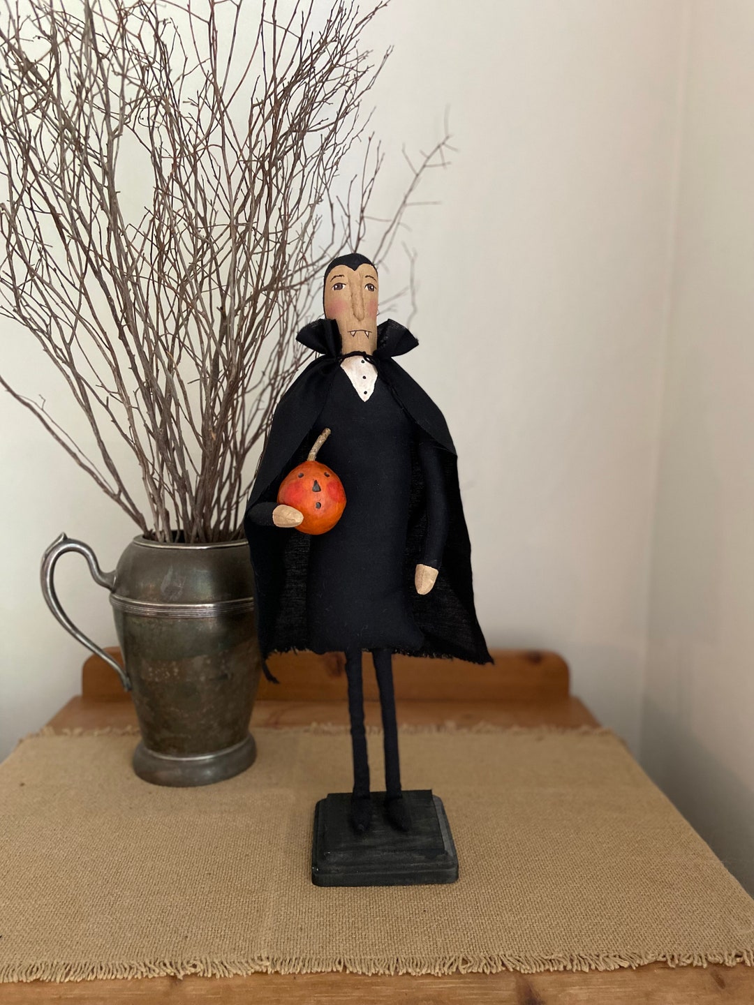 Primitive Dracula Halloween Decor, Handmade Folk Art - Etsy