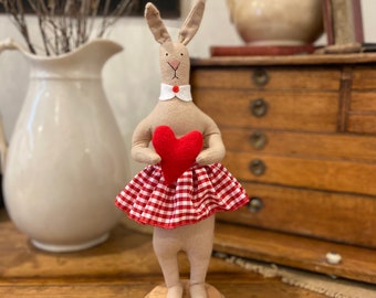 Primitive Folk Art Bunny/rabbit Dollspring/farmhouse /easter/handmade ...