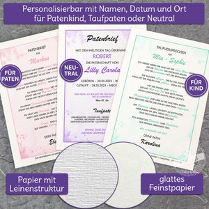 Godparent Letter, Baptismal Letter as a Gift for Baptism for Godchild ...