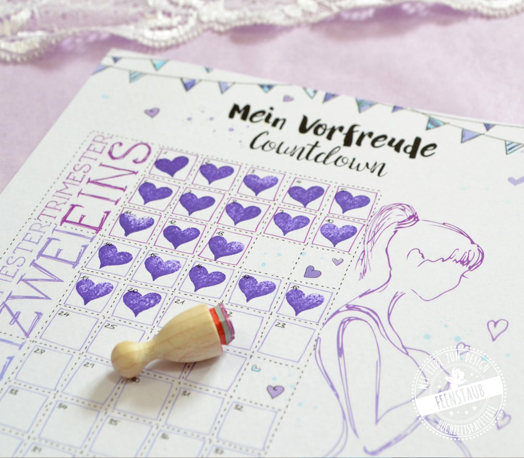 Pregnancy Countdown Pregnancy Calendar, Baby Countdown to Stamp in ...