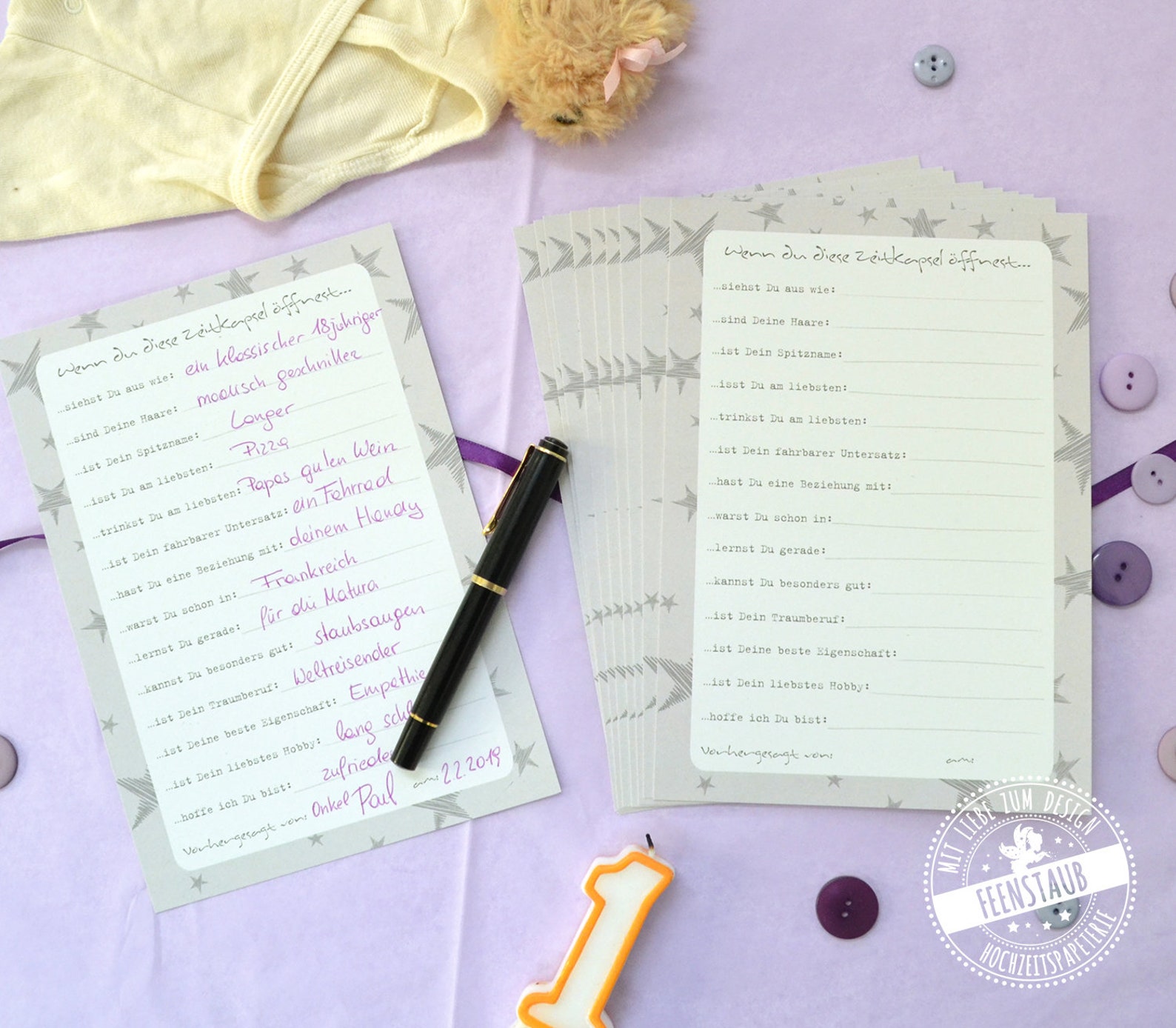 Baby Time Capsule Cards, 20x Wishes, Advice, and Predictions to Fill ...