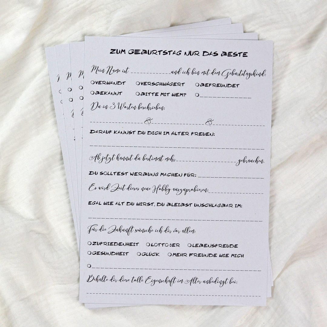 Guest Book Cards With Questions for Guests to Fill Out | Guest Book ...