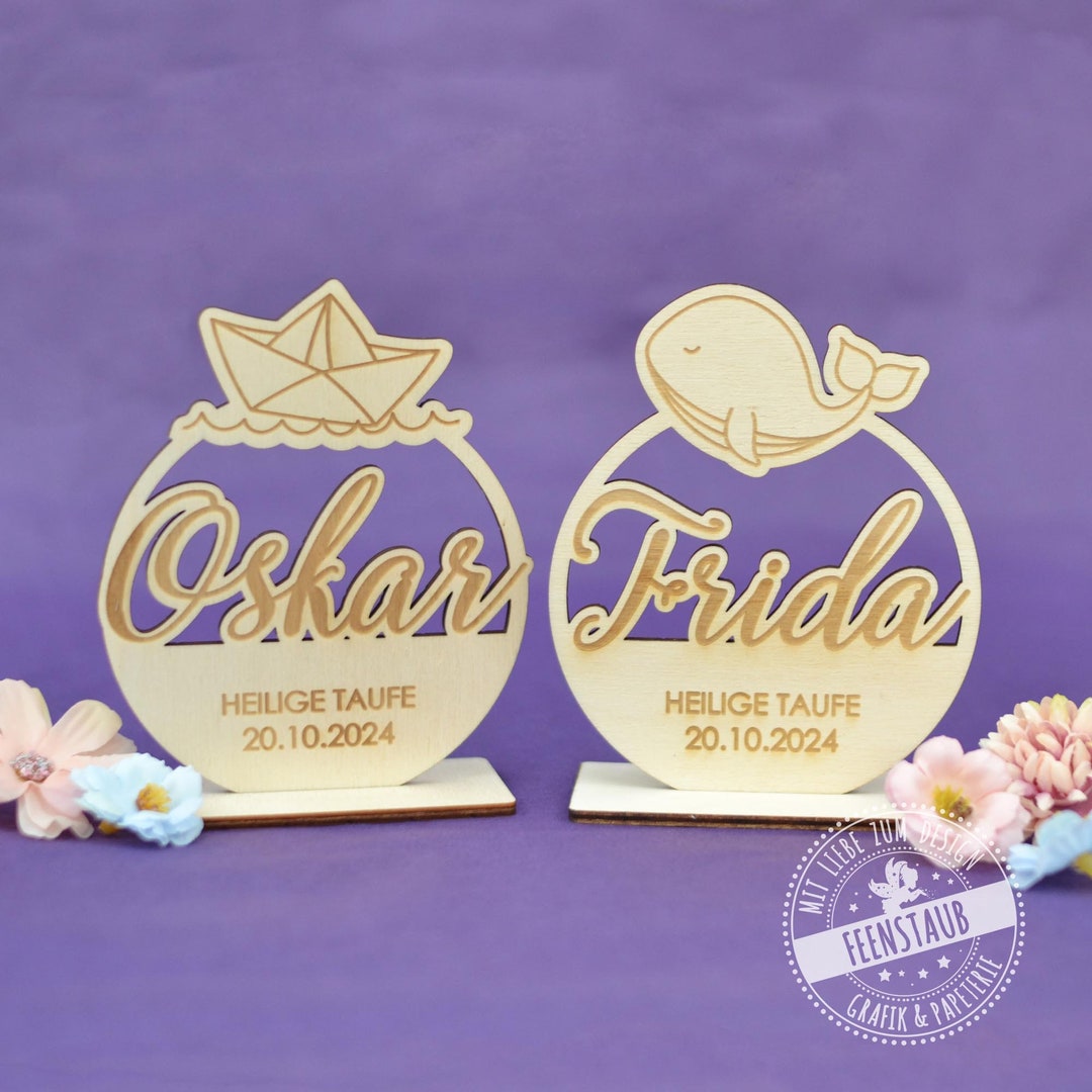 Baptism Table Decorations, Wooden Table Stands With Names, Personalized ...