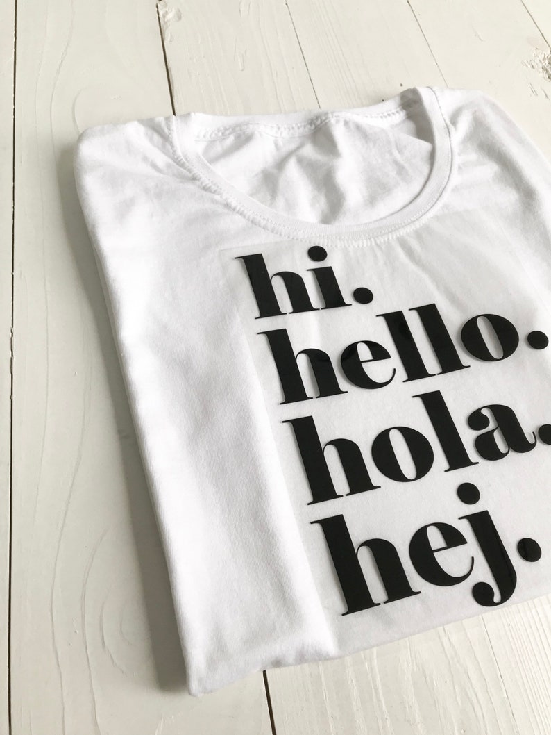 Bügelbild Plot "hi.hello.hola.hej." - Etsy.de