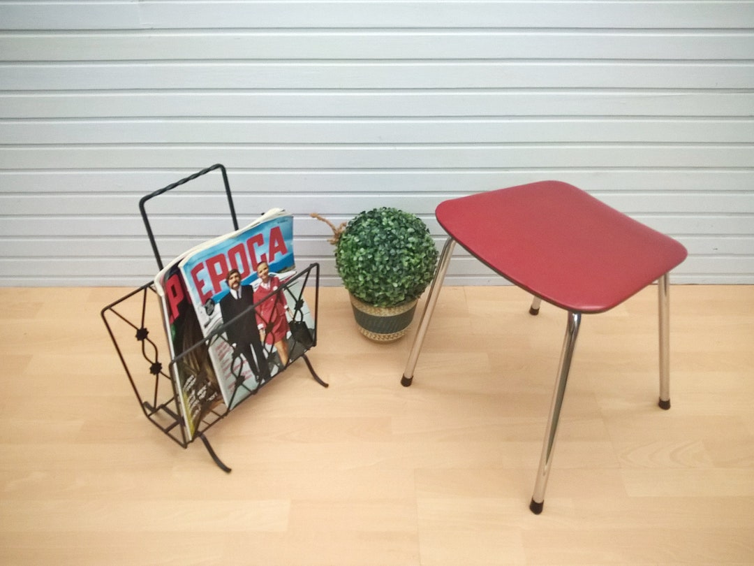 Newspaper Stand 70s Forged Magazine Basket fine Metal Live Vintage With ...