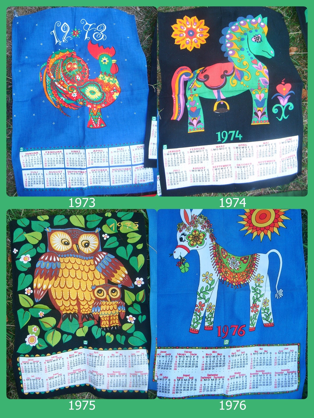 Tea Towels Calendar of the 70s and 80s as Years Go By Live Vintage With ...