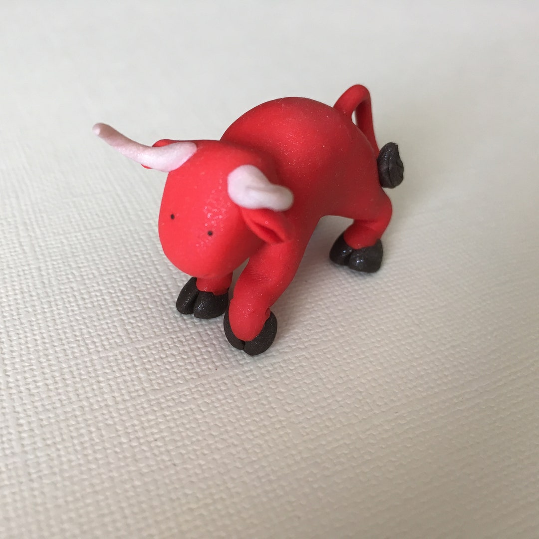 Mini Bull Figurine, Miniature Bull Sculpture, Cute Little Bull, Small ...