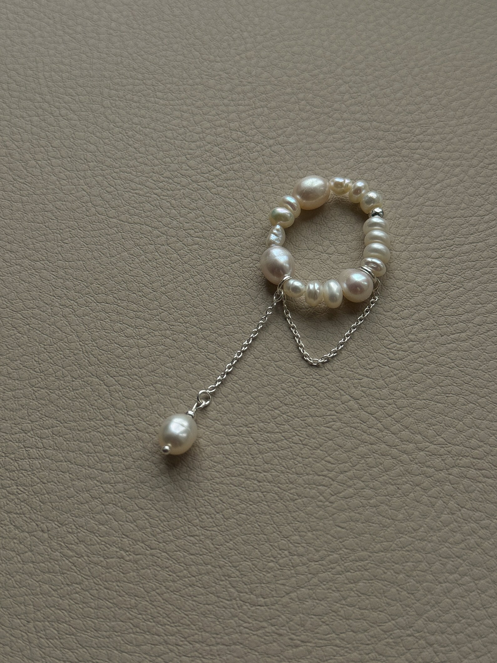 Natural Freshwater Pearl Band Ring, Elastic Stretch Ring, Adjustable Ring, Pearl Jewelry, Tassel ...