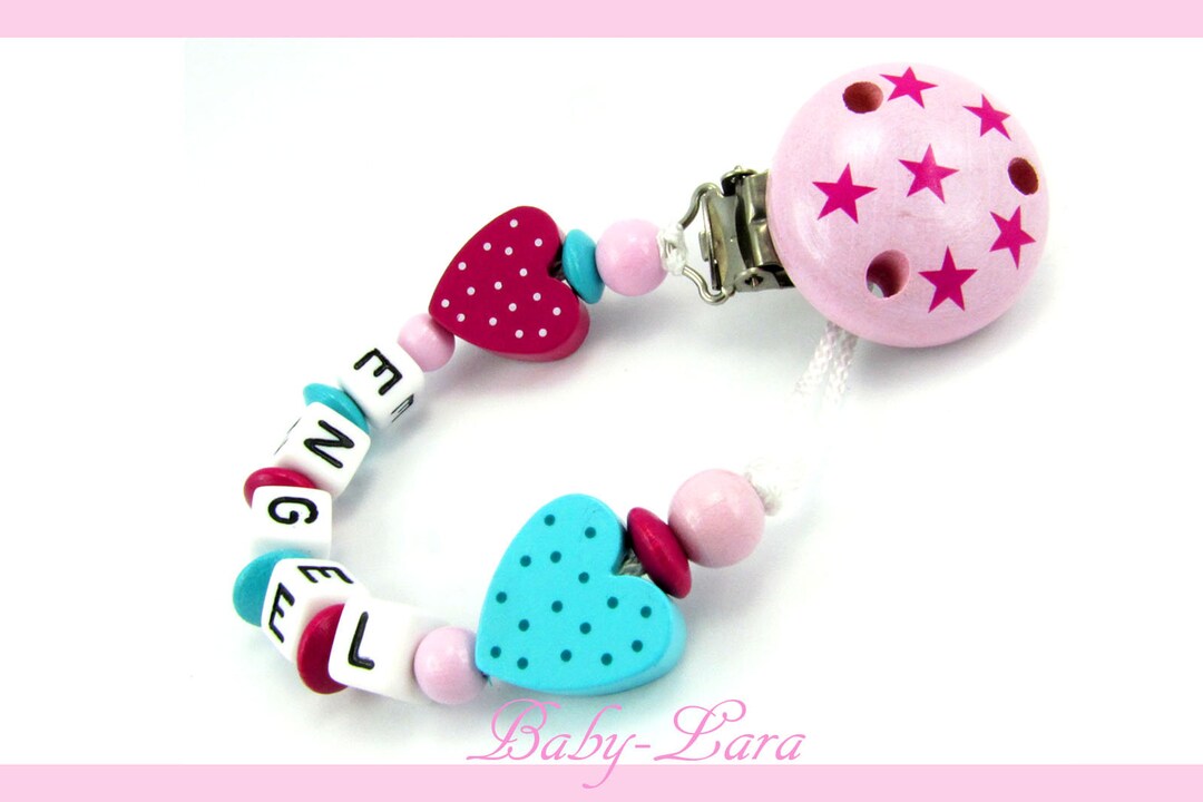 Pacifier Necklace With Name for Girl / Girl With Hearts - Etsy Hong Kong
