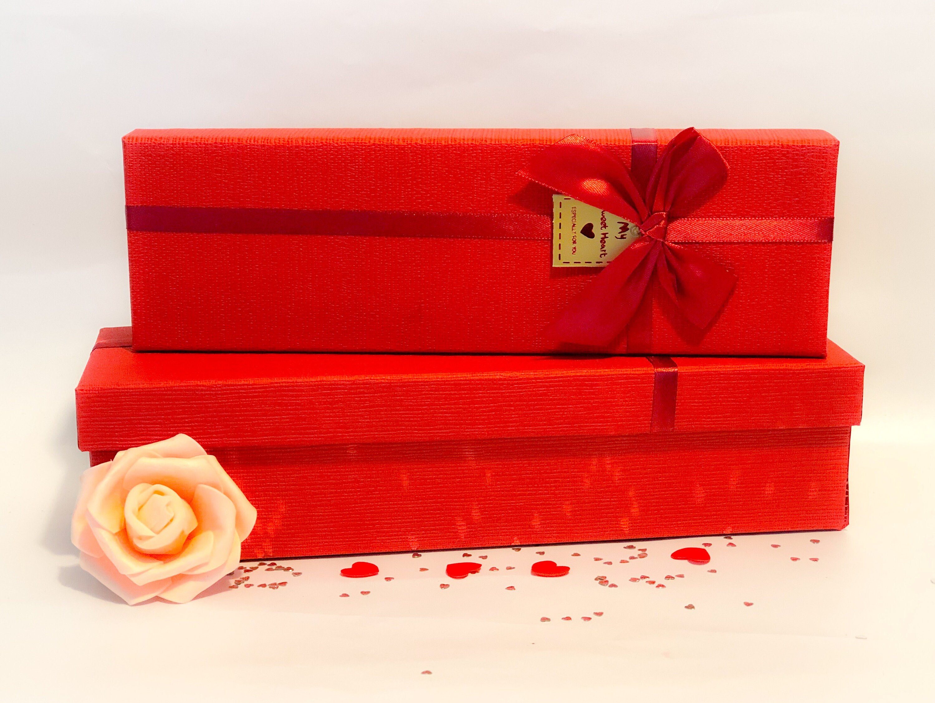 Small Rectangle Boxes With Lid Ribbon and Little Note Red | Etsy