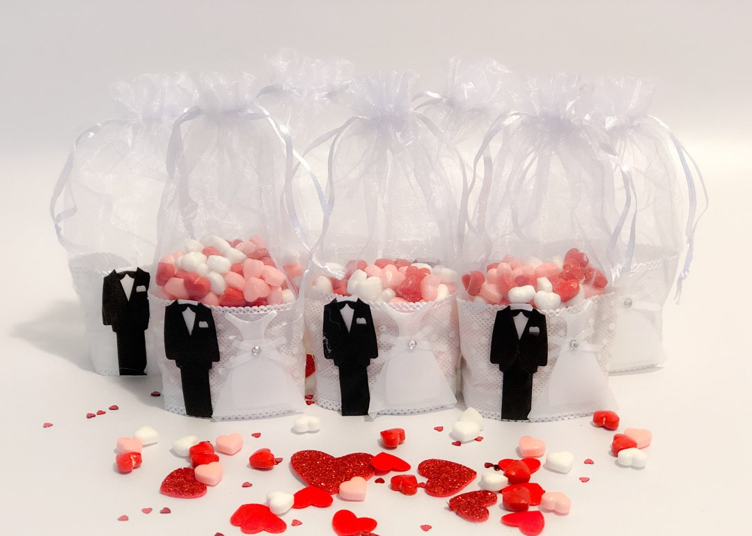 White Bride and Groom Wedding Favor Bags Wedding - Etsy