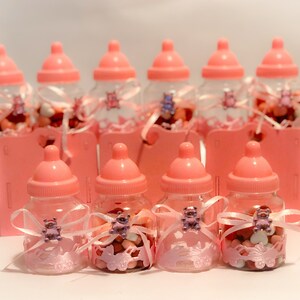 Mini Baby Bottles, Pink Baby Bottles, Baby Shower Favors, Girl Bottles ...