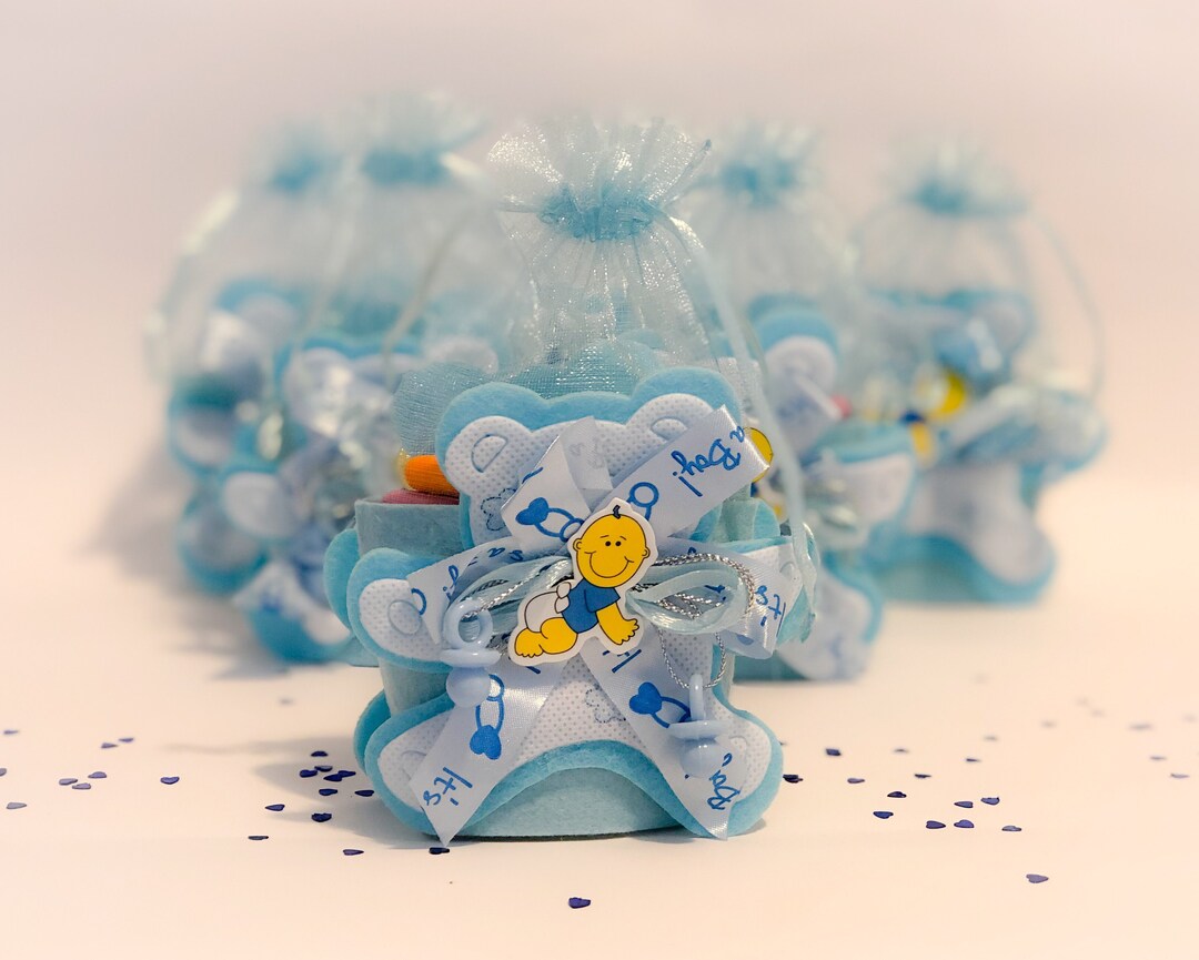 Blue Teddy Bear Shaped Organza Baskets for Baby Shower, Baby Shower ...