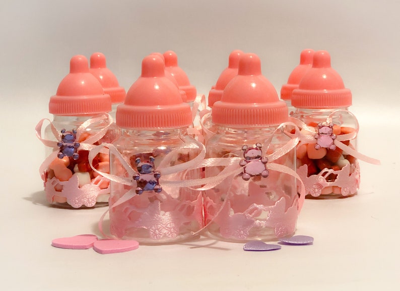 Set of Mini Baby Bottles Made of Plastic Pink Baby Bottles - Etsy