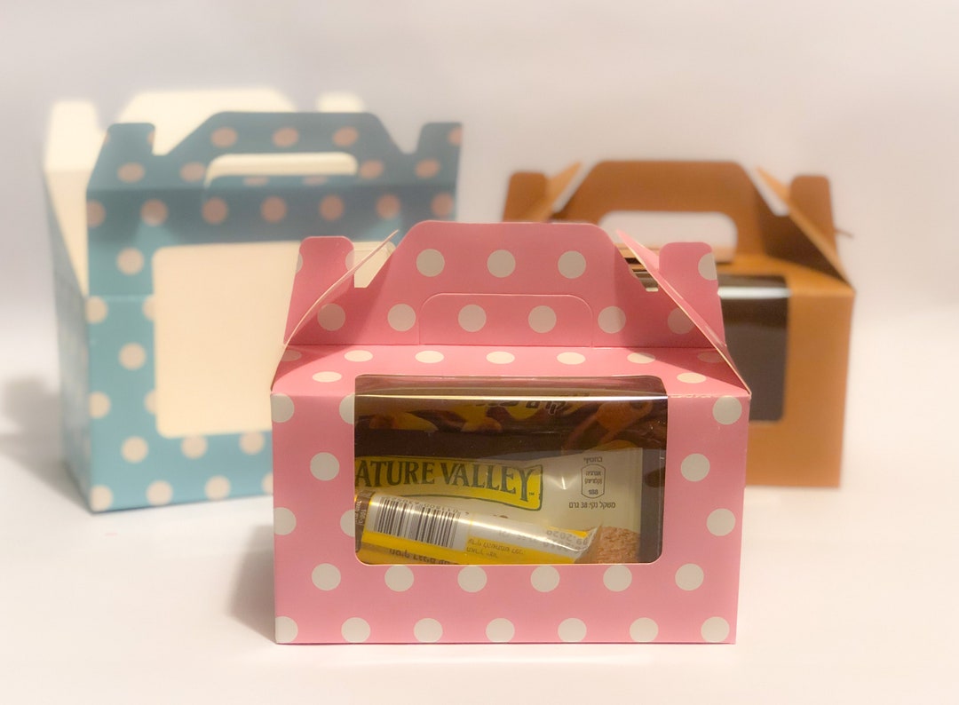 Carton Lunch Boxes With Transparent Window and Handle, Natural Pink ...