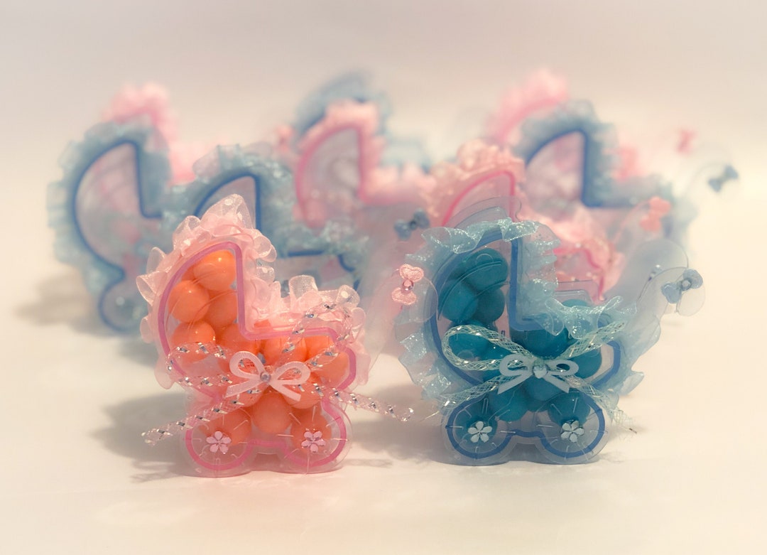 Blue Pink Mini Strollers for Baby Shower Made of Plastic, Baby Shower ...