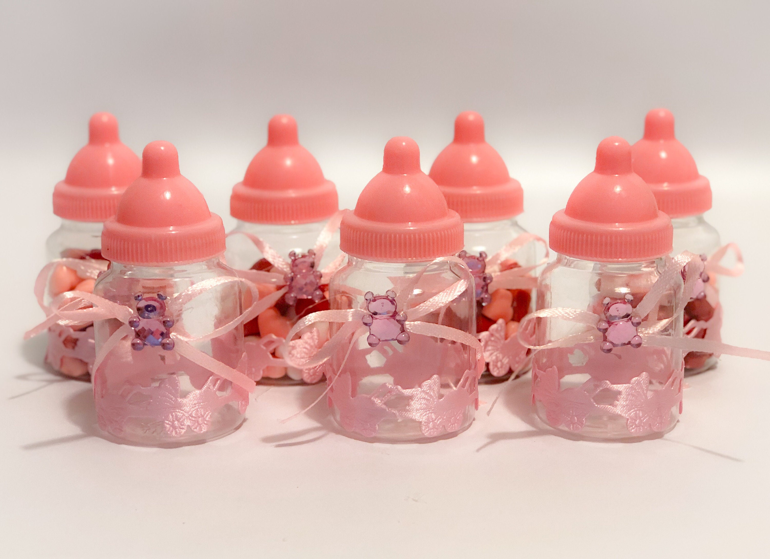 Set of Mini Baby Bottles Made of Plastic Pink Baby Bottles - Etsy