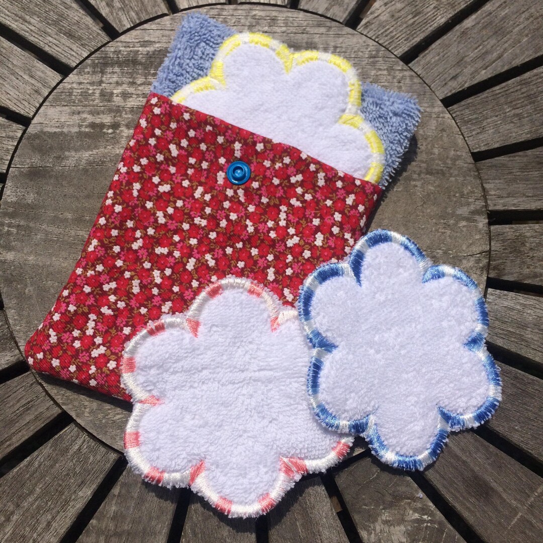 Set Make-up Pad Bag + Wash Pad Flower Embroidery File 13x18 ITH Bag ...