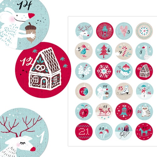 24 Advent Calendar Numbers KIDS Red Yellow Blue Anthracite - Etsy