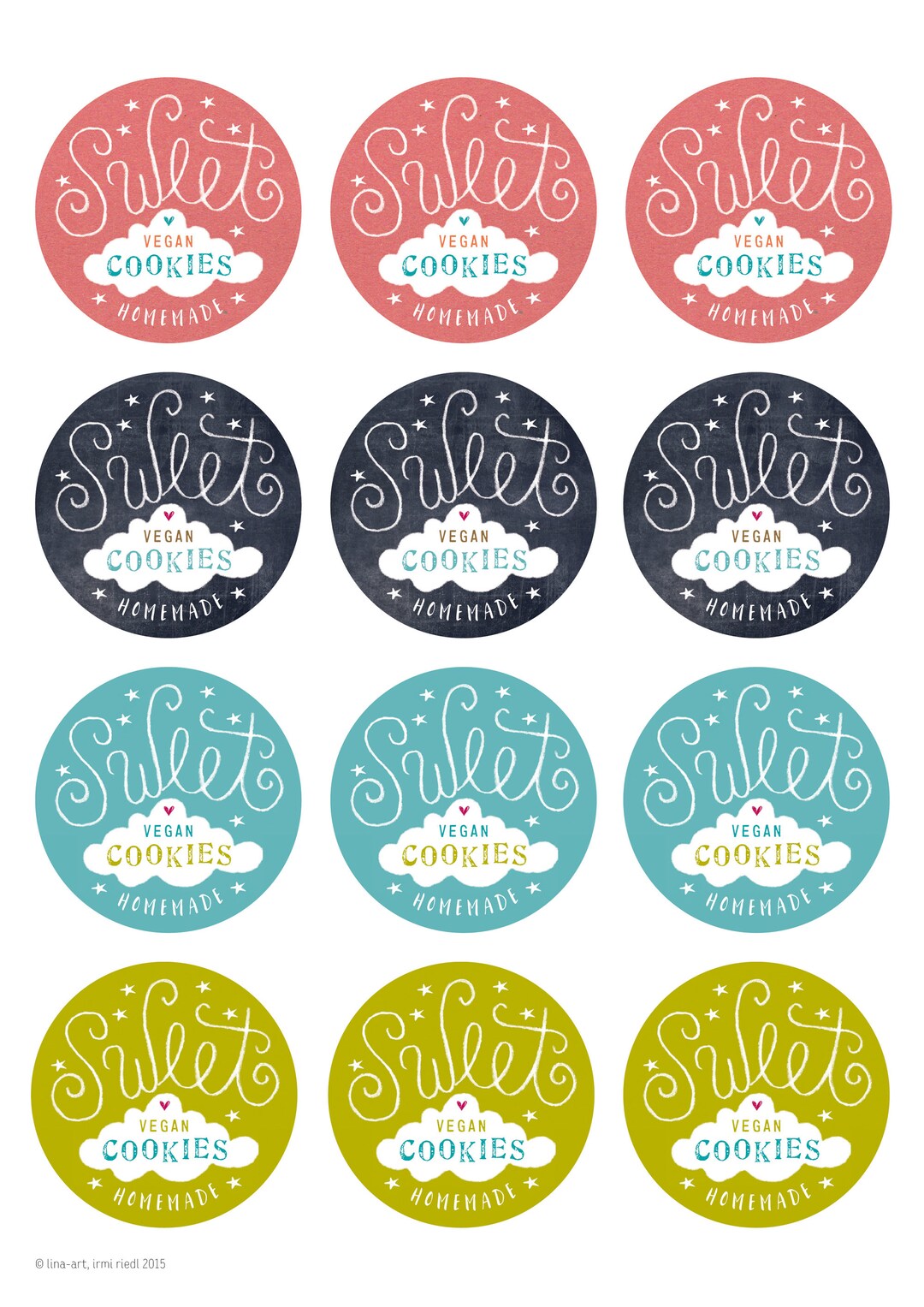 72 Stickers Labels "sweet Vegan Cookies" 12 Labels for Vegans, 60 Mm - Etsy