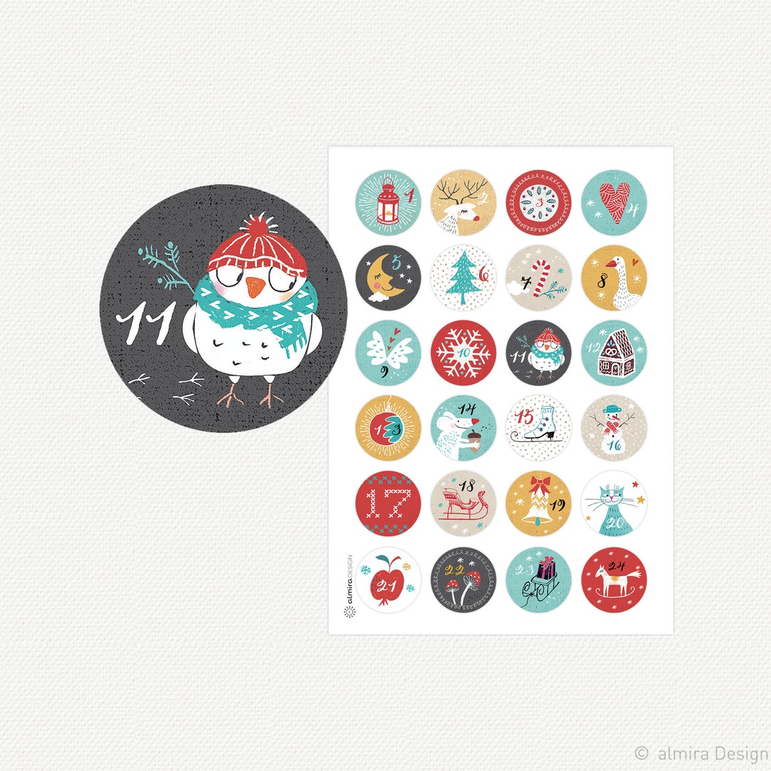 24 Advent Calendar Numbers KIDS Red, Yellow, Blue, Anthracite - Etsy