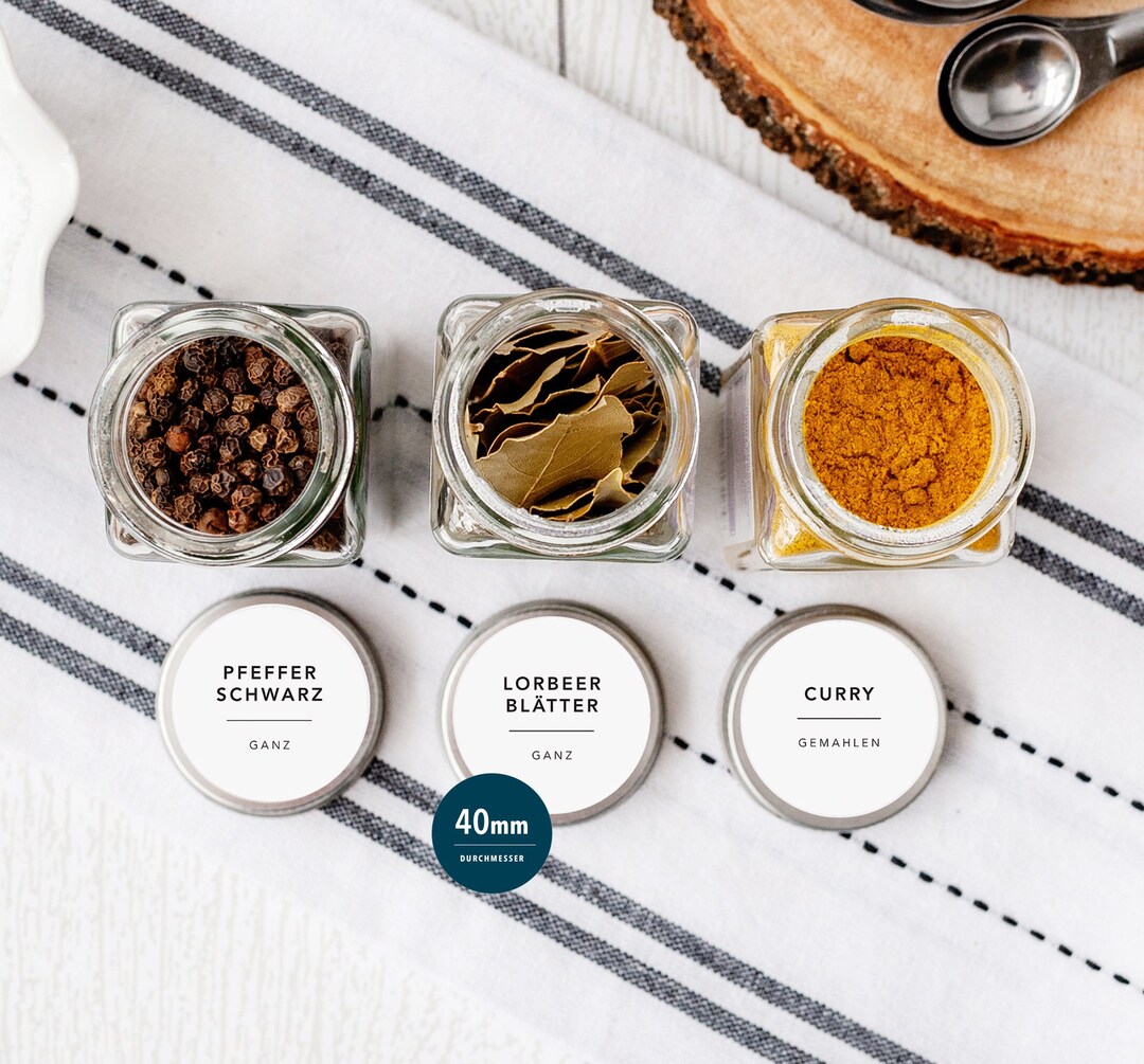 Spice Labels Stickers - Different Sets KLASSIK WHITE Plain - Labels ...