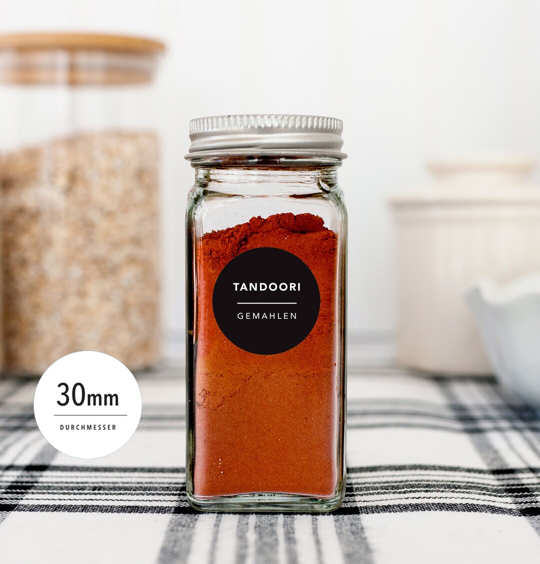 80 Spice Labels Stickers - KLASSIK Tafel Black - Schlicht - 30mm RUND ...