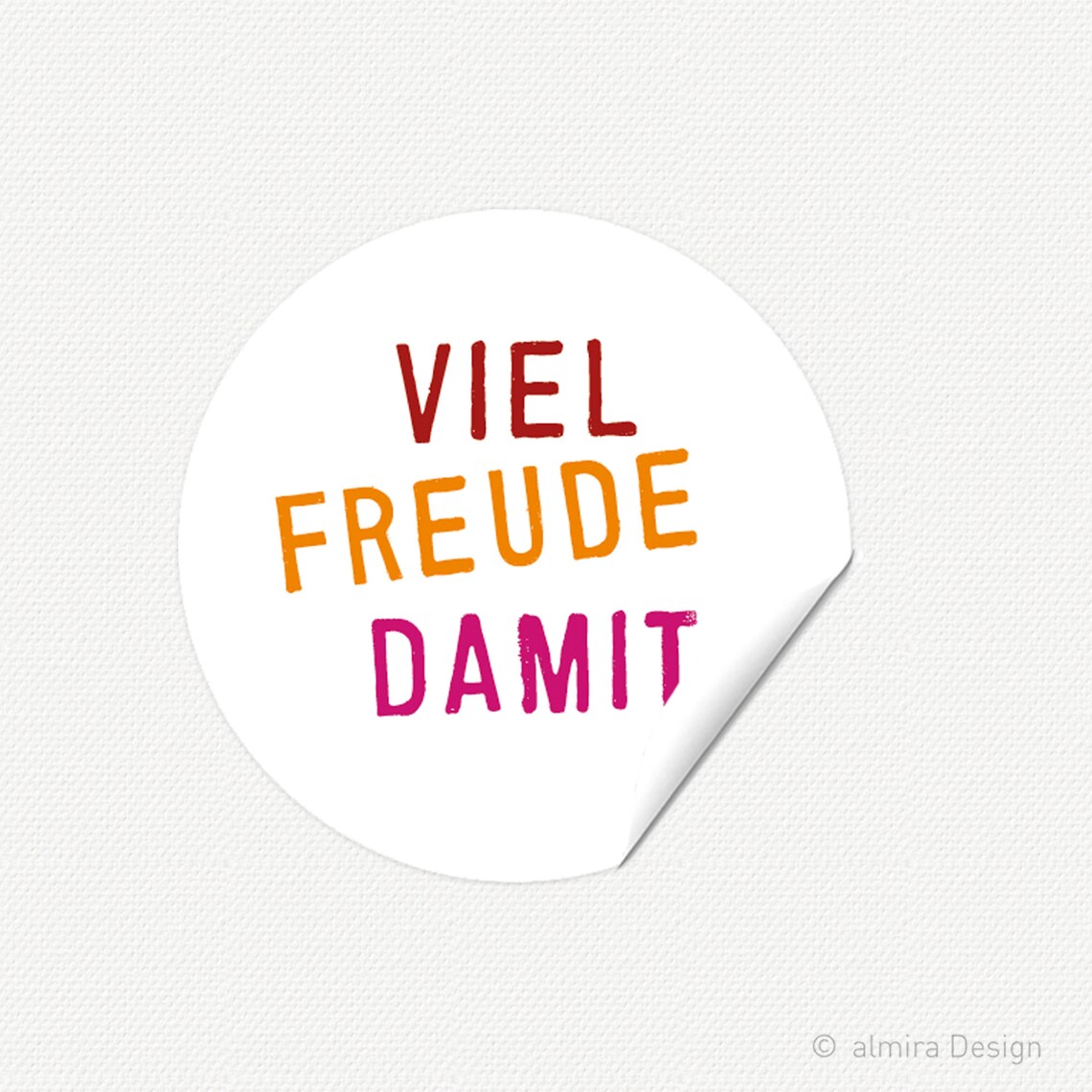 Sticker VIEL FREUDE DAMIT on white gift sticker | Etsy