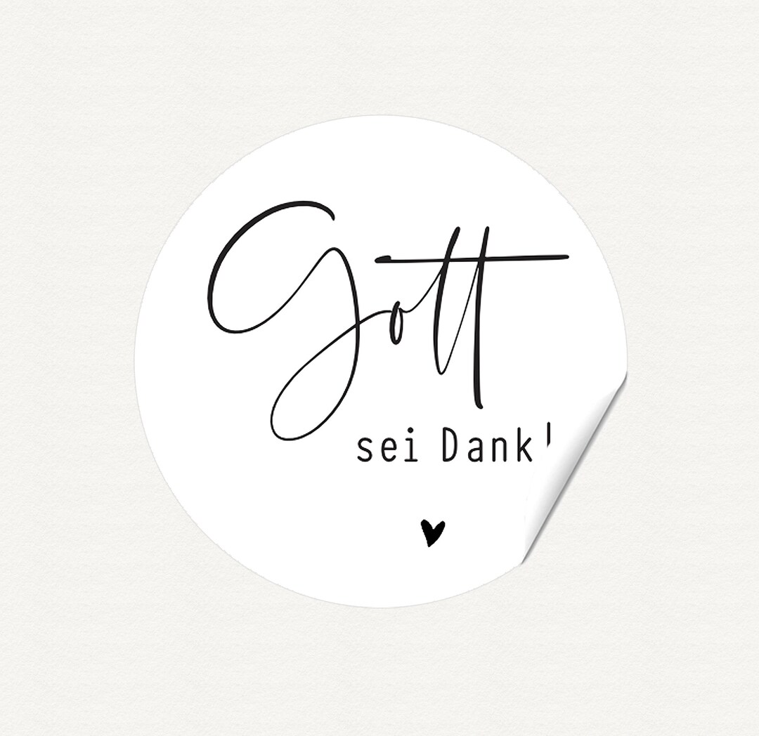 24 Sticker "gott Sei Dank" - Fine Feather - WITH or WITHOUT Heart on ...