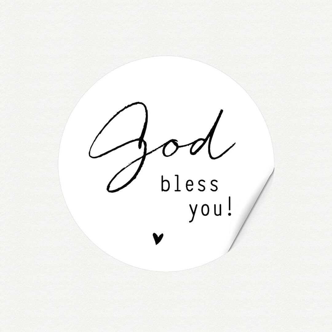 24 Stickers “god Bless You” - Fine Feather - With Heart on White - Etsy