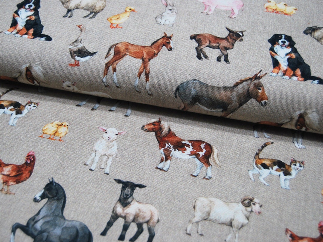 Dekostoff Canvas Digital Farm Animals Auf Leinen Look 0,5m - Etsy