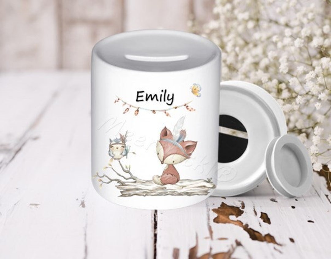 Money Box With Name, Personalized Money Box Name, Forest Animals, Money ...