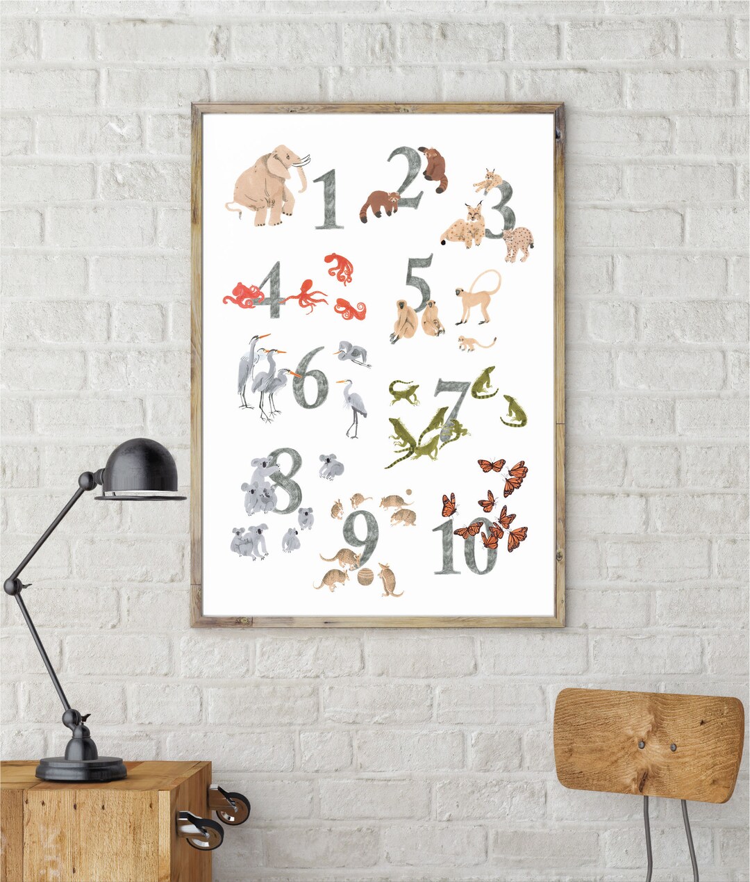 NUMBERS POSTER |numbers Print | Animal Nursery Print | Educational ...