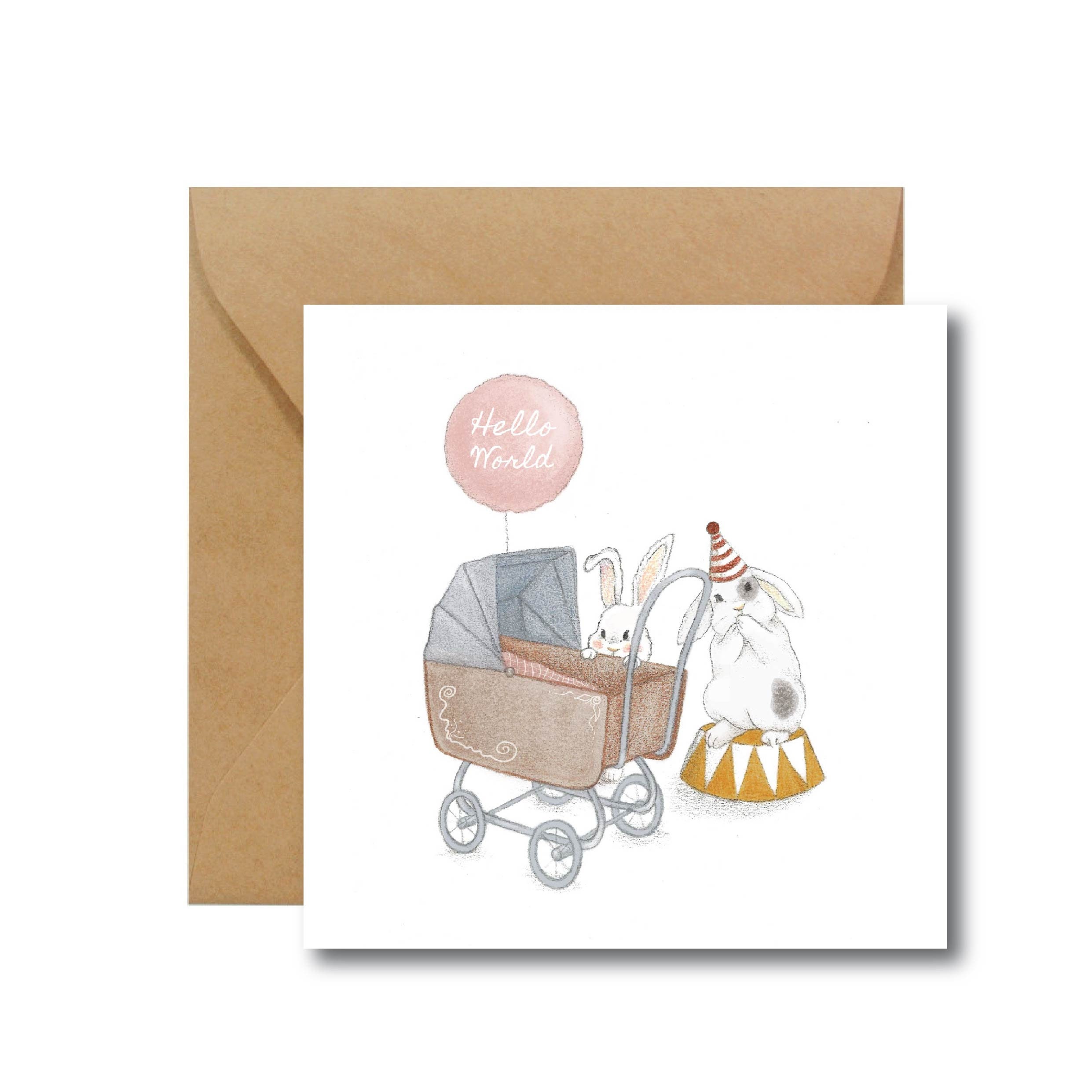 HELLO WORLD Birthday Card Baby Birthday Card Greeting Card Ecological ...