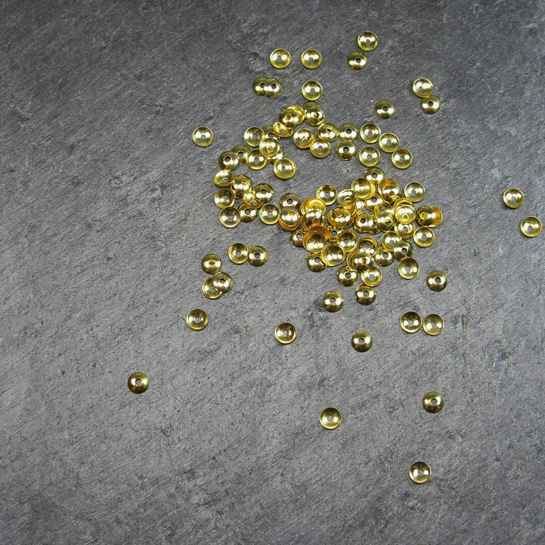 50 Mini Pearl Caps, Plain, Smooth, Gold-coloured, 10194 - Etsy