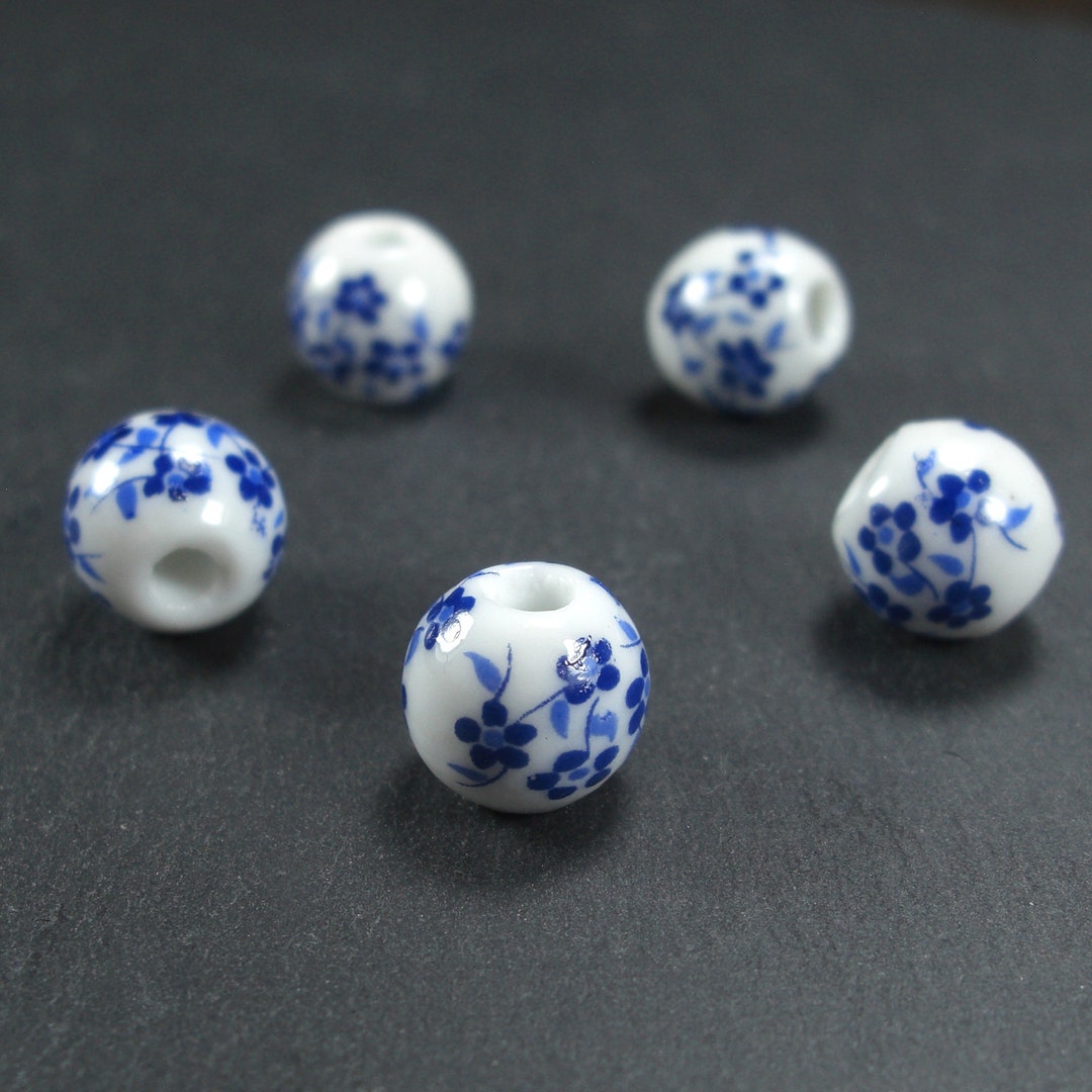 5 Ceramic Beads, 10 Mm, Delft Blue, 10209 - Etsy