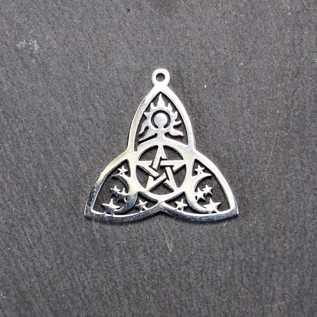 1 Triquetra and Moon Phase Pendant Sun Moon and Stars Triqueta ...