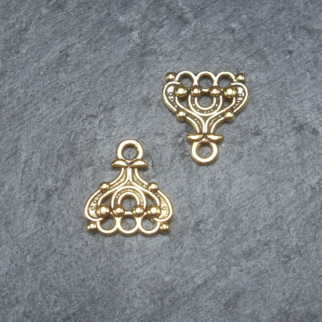 4 Chandelier Connectors Filigree, Antique Gold-colored, Earrings DIY ...