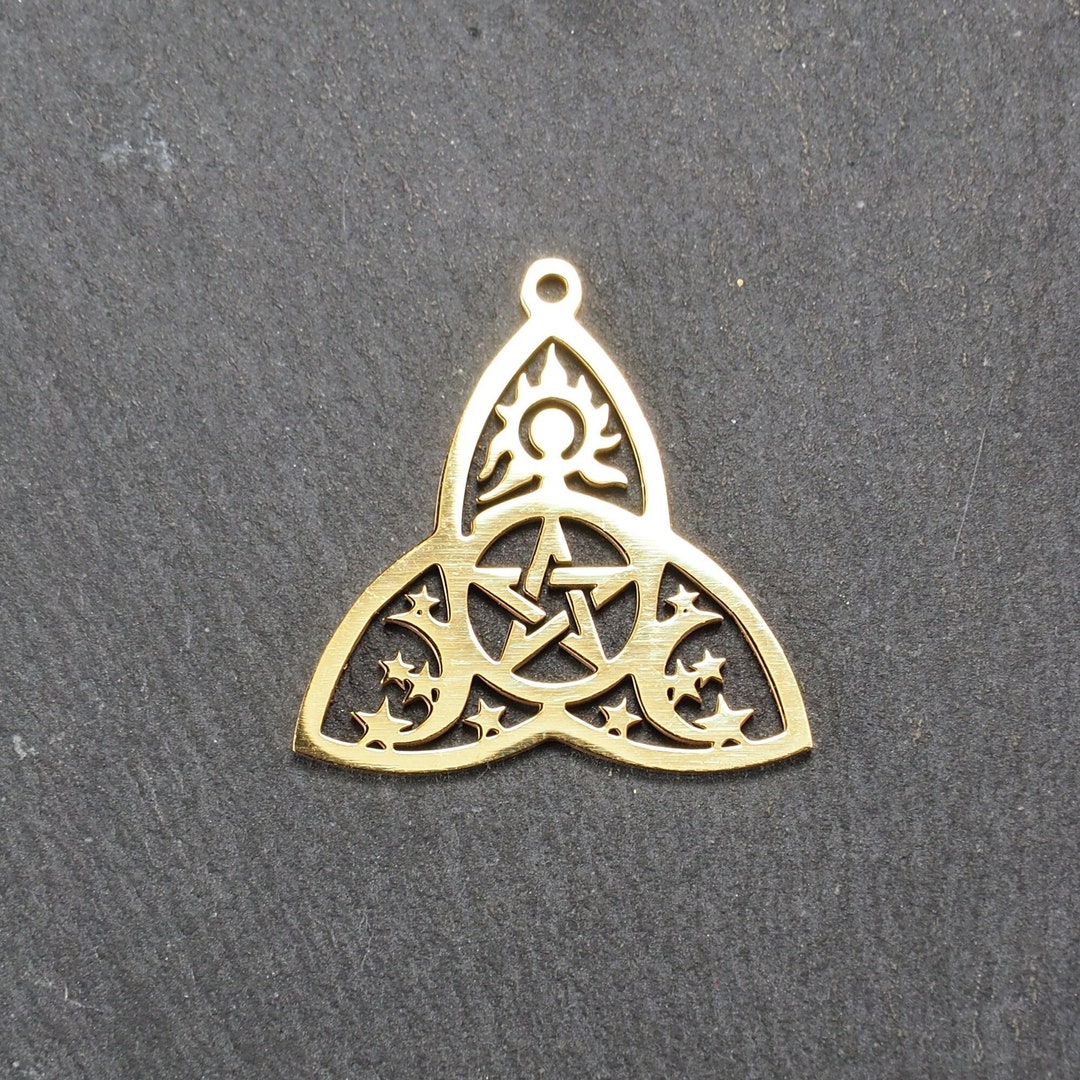1 Triquetra and Moon Phase Pendant Sun Moon and Stars Triqueta ...