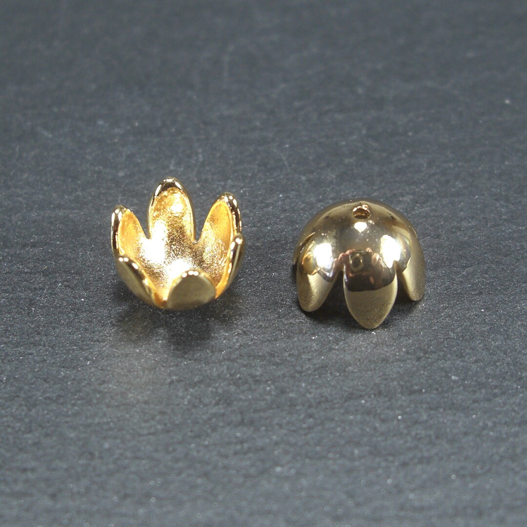 2 Pearl Caps 8 X 6 Mm, Brass, 24 Carat Gold Plated, 10557 - Etsy
